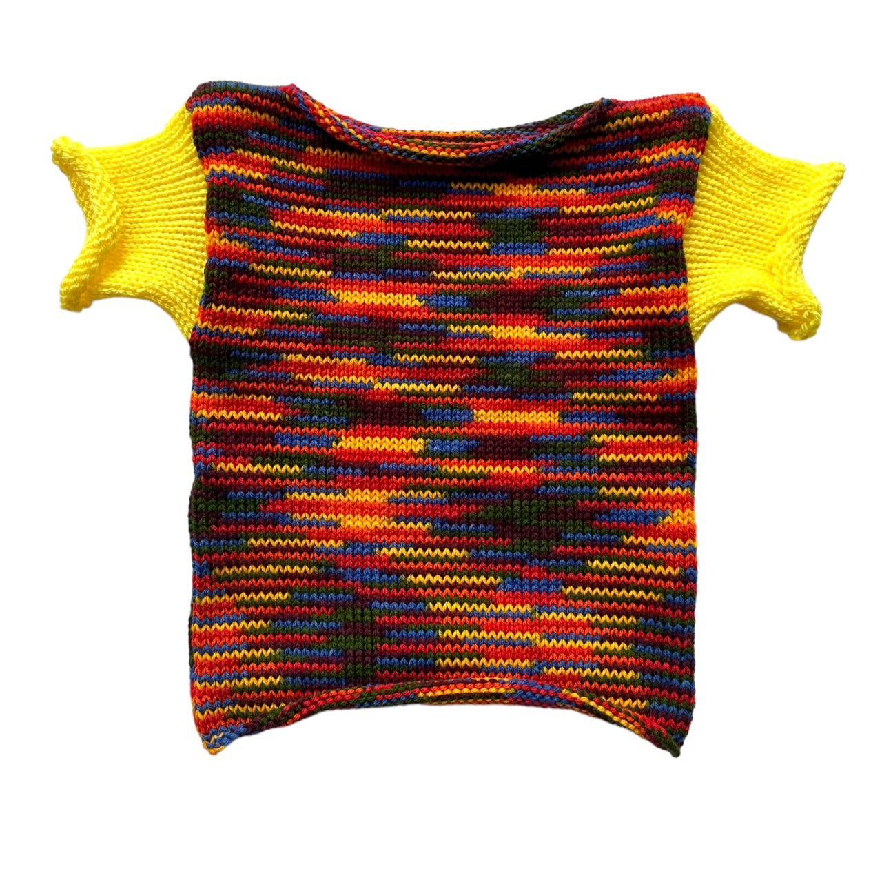 Handmade Knit Baby Tee #knit #tee #multicolor... - Depop