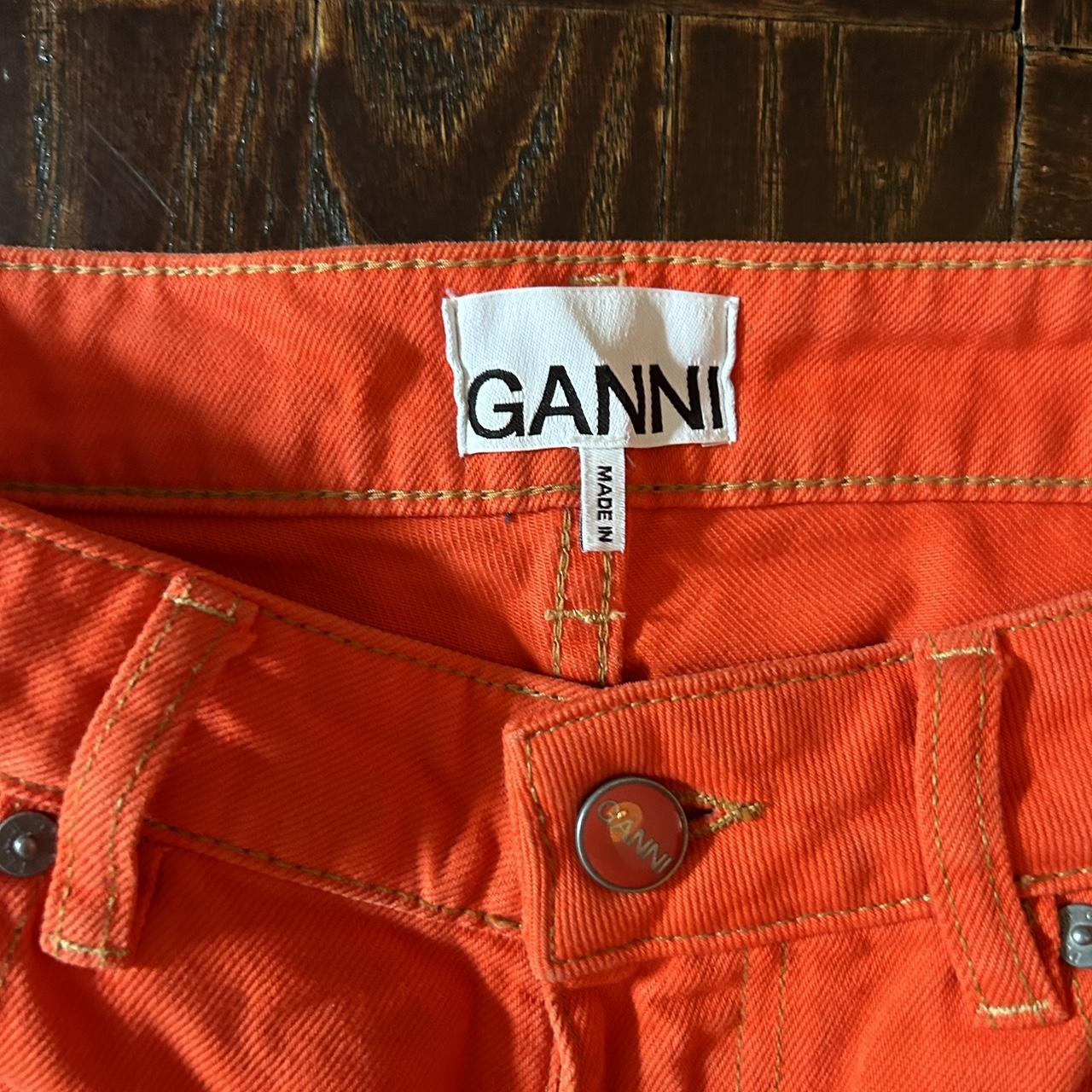 GANNI red and orange denim two tone high rise wide... - Depop
