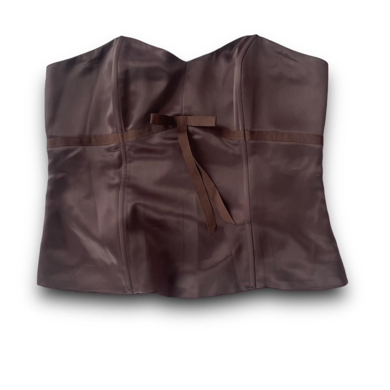 Gorge purple silk corset with bow detailing Boning... - Depop