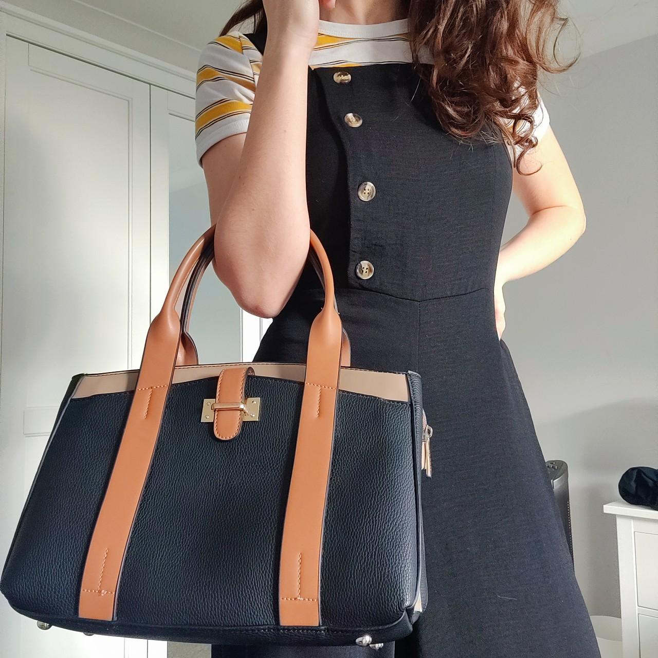 Black and beige/brown Bessie London handbag with... | Depop