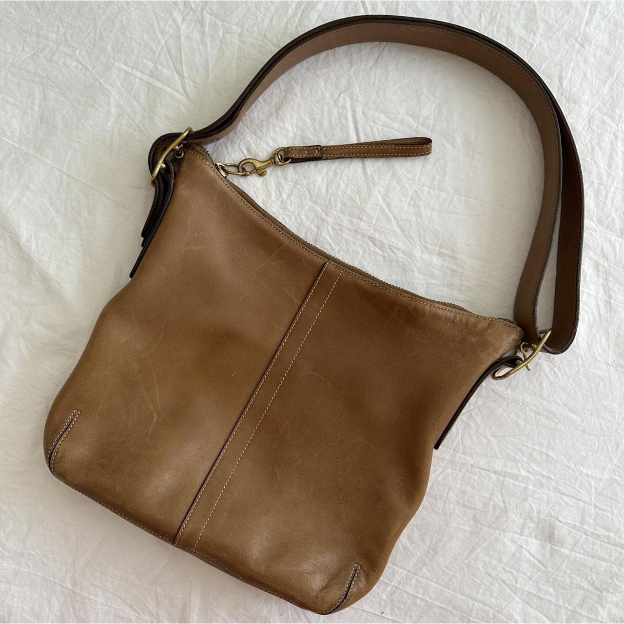 Leather Coach tan shoulder bag. Fully lined with... - Depop