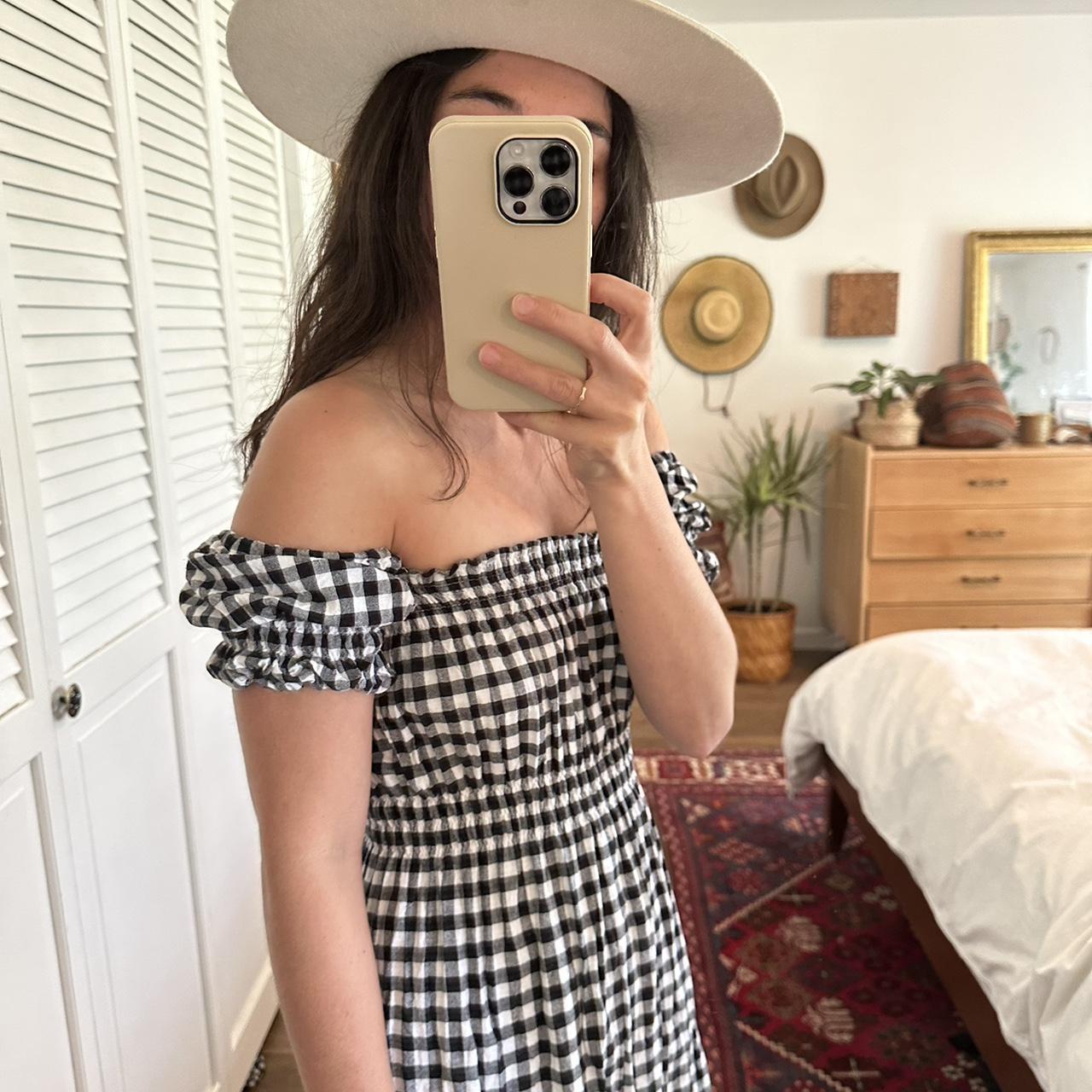 Christy Dawn Women's Black and White Dress | Depop