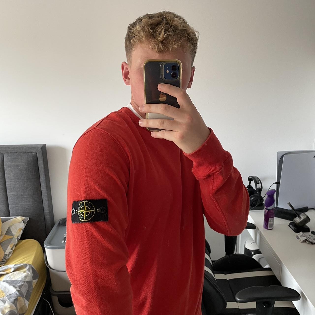 XXL Stone Island Jumper in Scarlet Red, can fit XL... - Depop