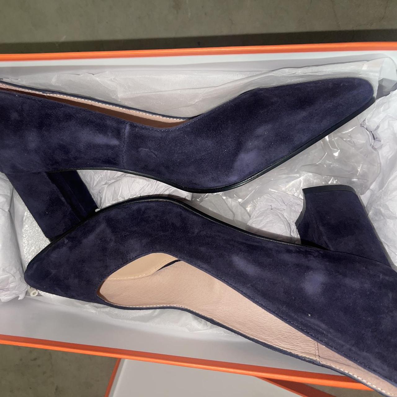 Edward Meller Navy suede heels - size 38.5 -... - Depop