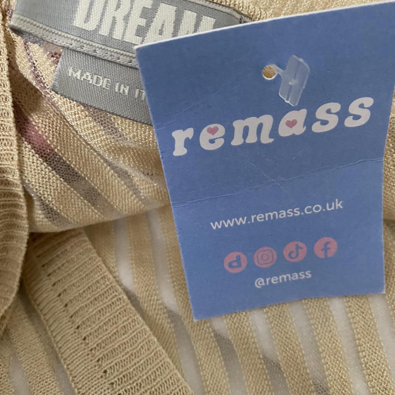 REMASS top brand new striped beige mesh long sleeve top - Depop