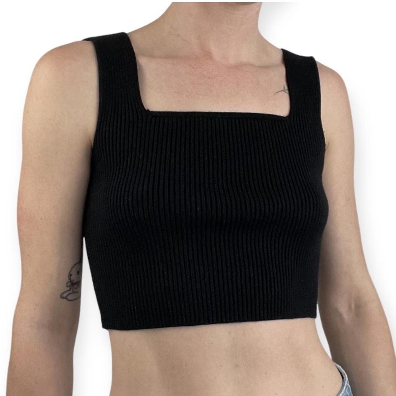 Super soft and stretchy black ribbed cropped tank... - Depop