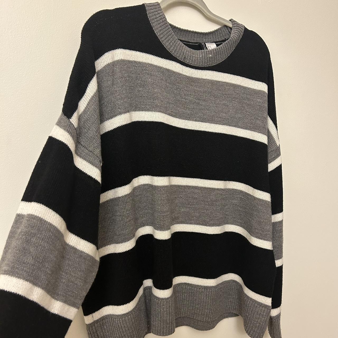 striped divided sweater - Depop