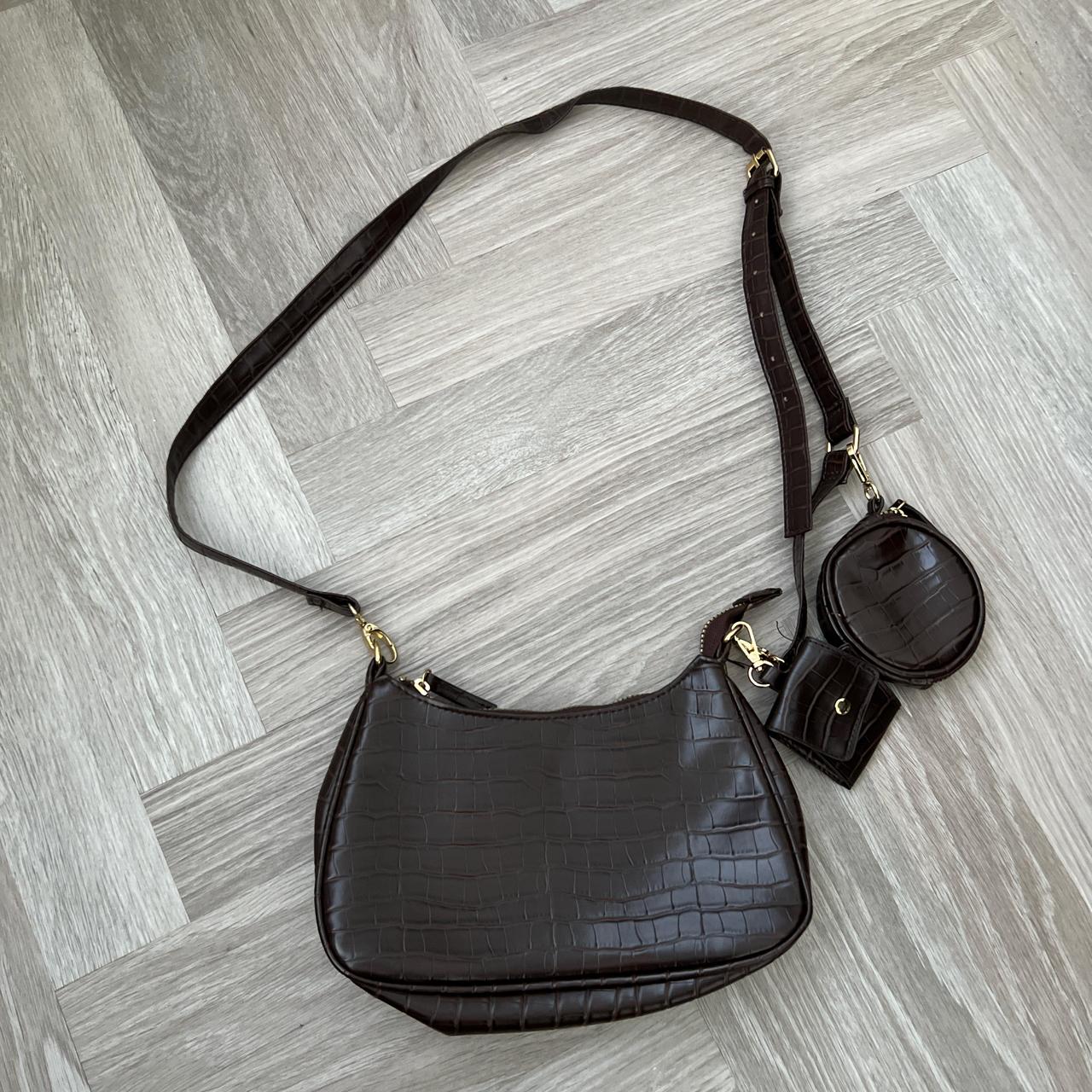 Primark chocolate brown shoulder bag with matching... | Depop