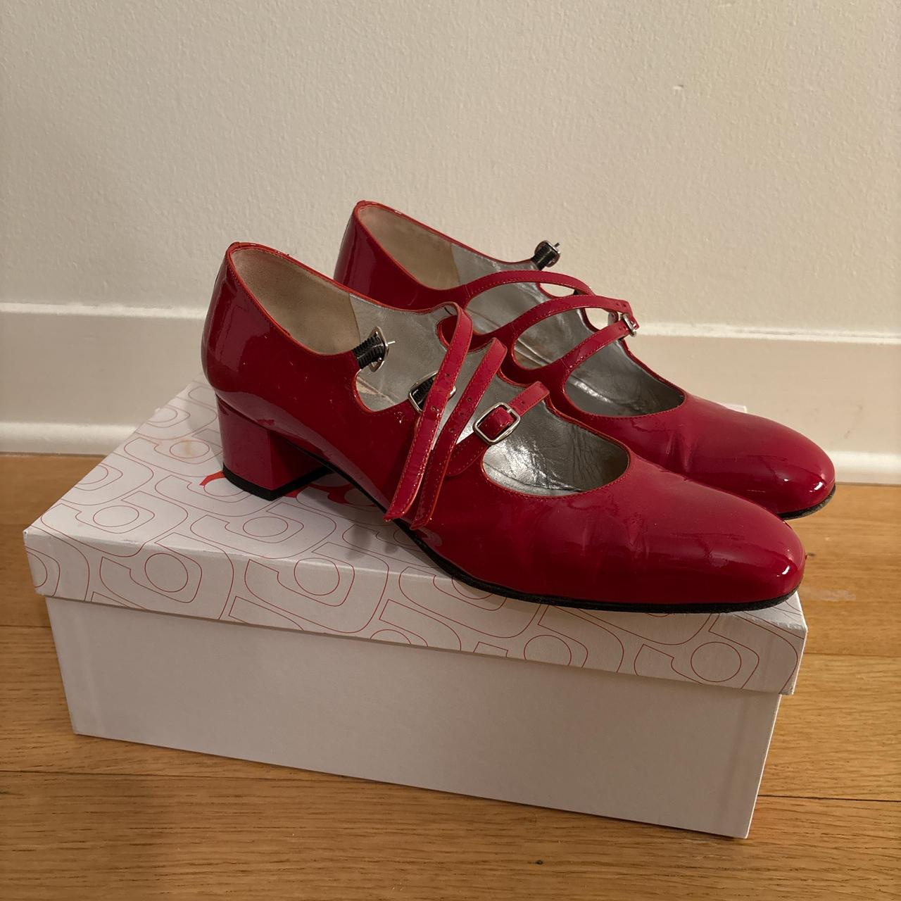 Carel kina Red patent leather Mary Jane heels with... | Depop