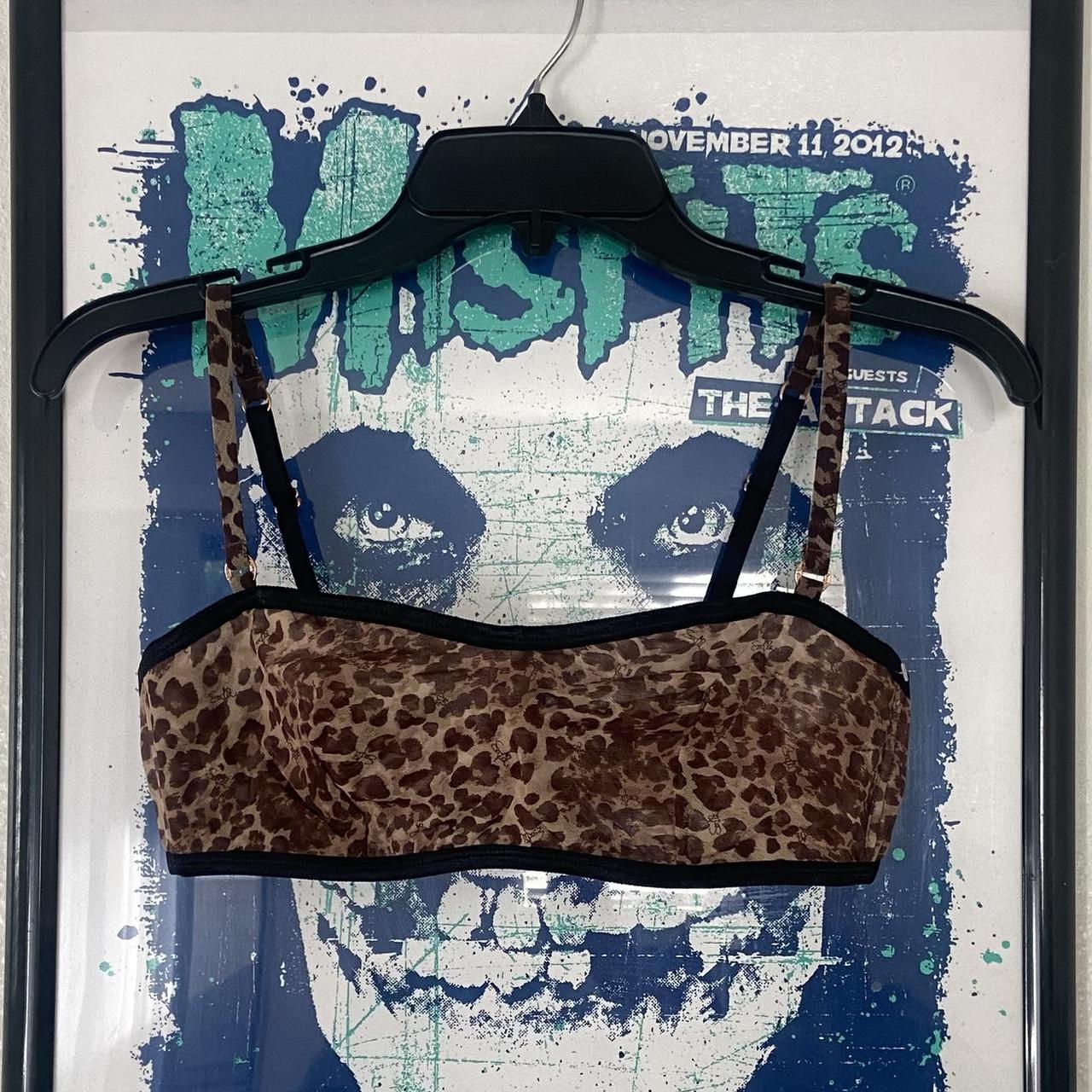 RETRO LEOPARD PRINT MESH BALCONETTE BRA BRALETTE -... - Depop