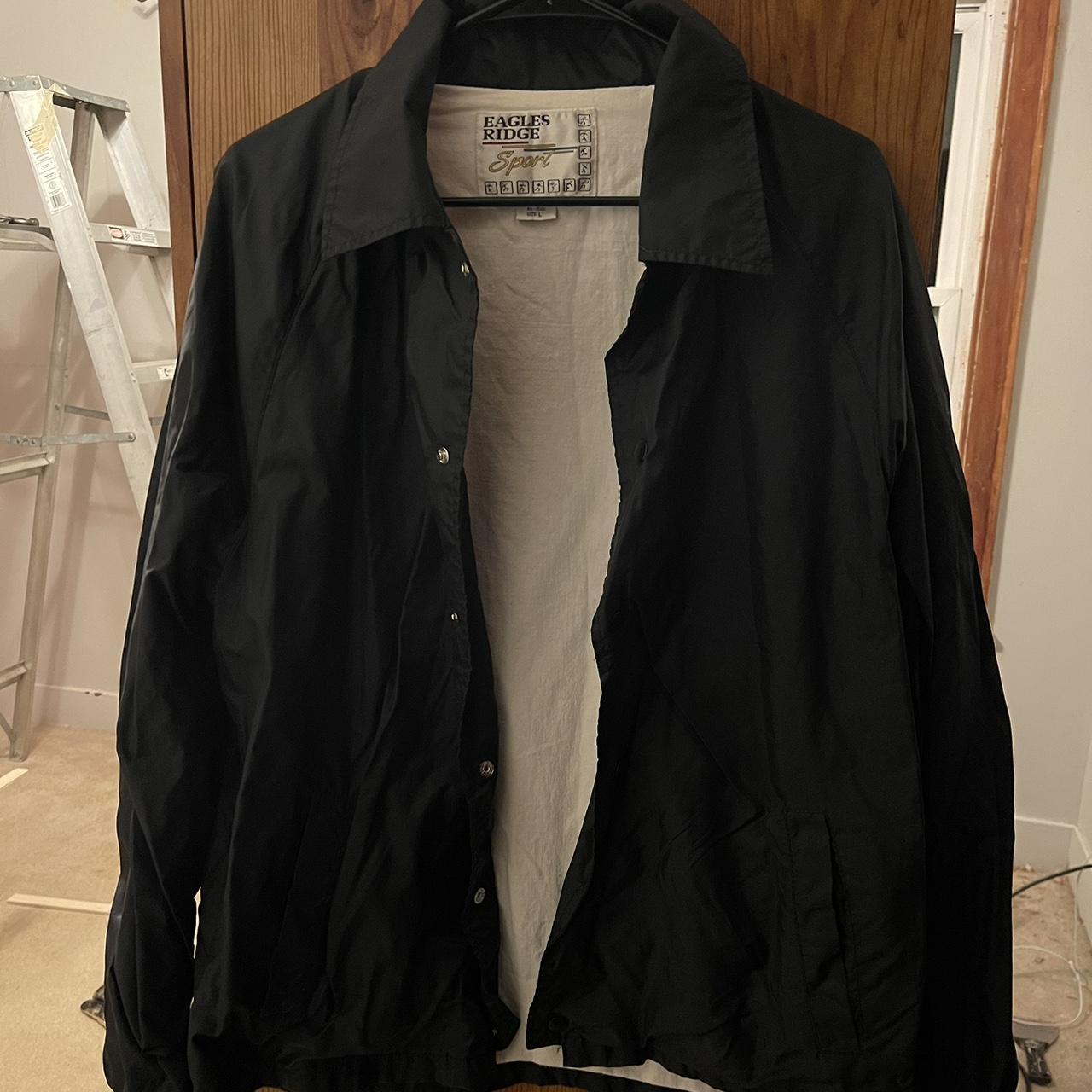 Plain black coaches jacket Size L - Depop