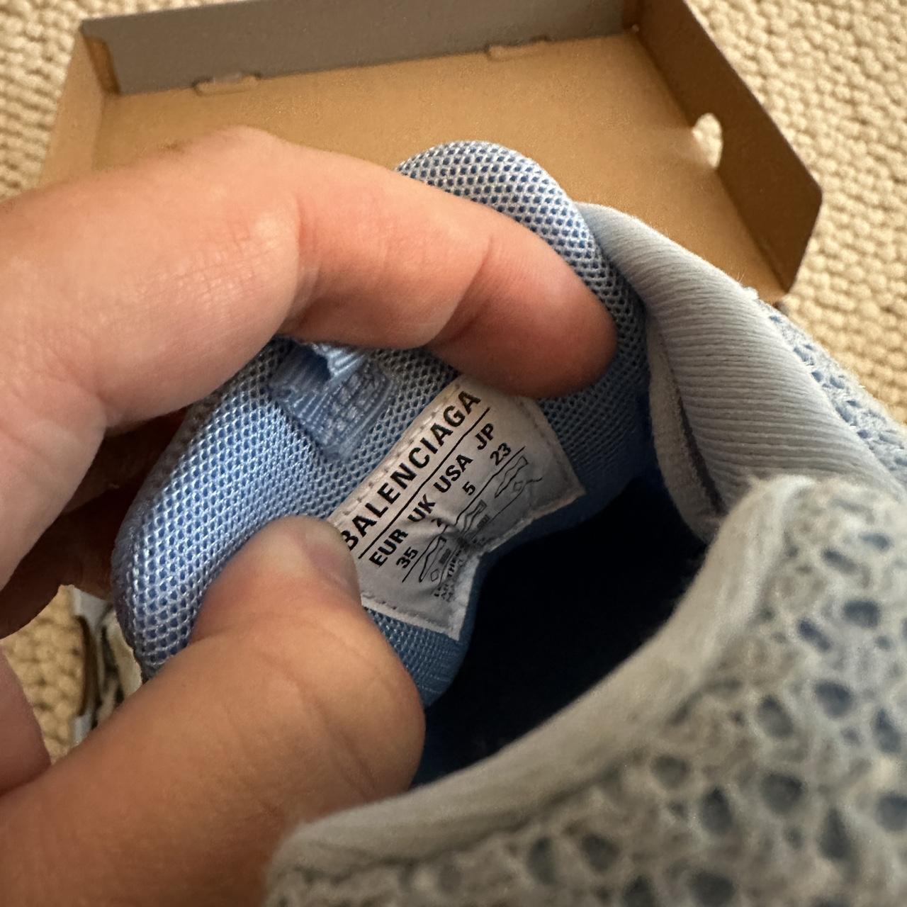 Balenciaga Light Baby Blue Track Runner 3 Sneakers /... - Depop