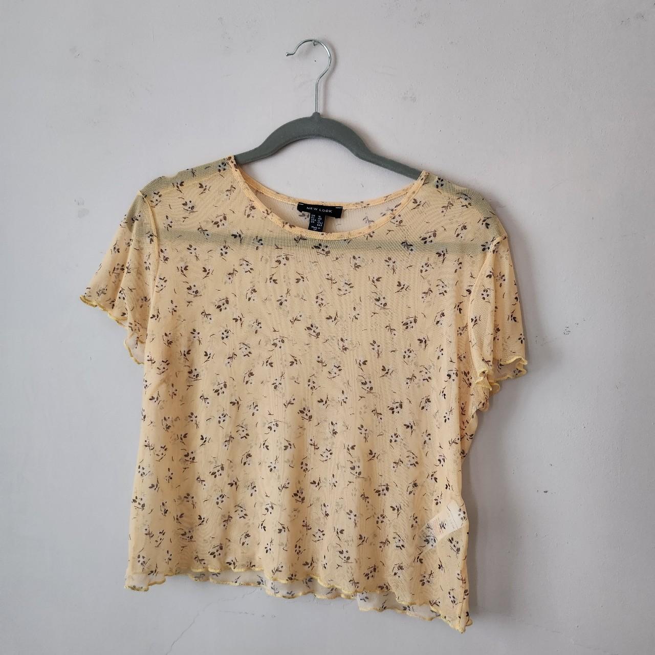 NEW LOOK YELLOW MESH TOP size UK 16 (i'm usually a... - Depop