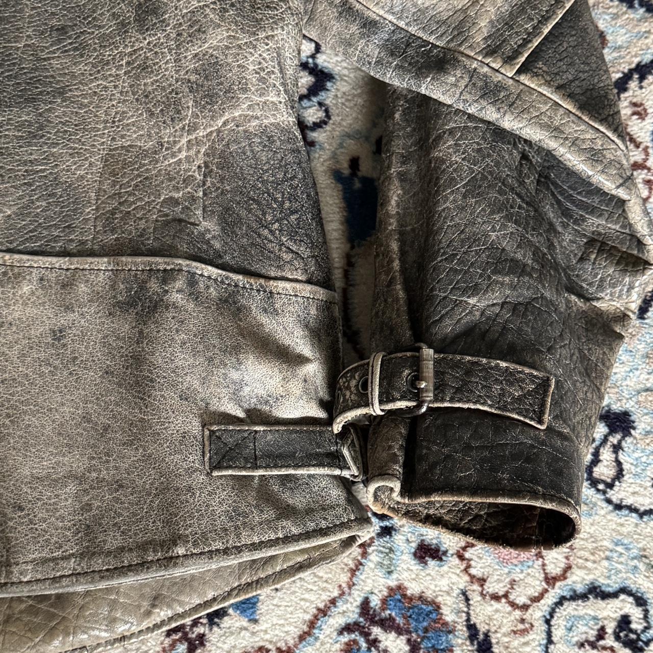 Distressed brown Leather jacket Broken zipper as... - Depop