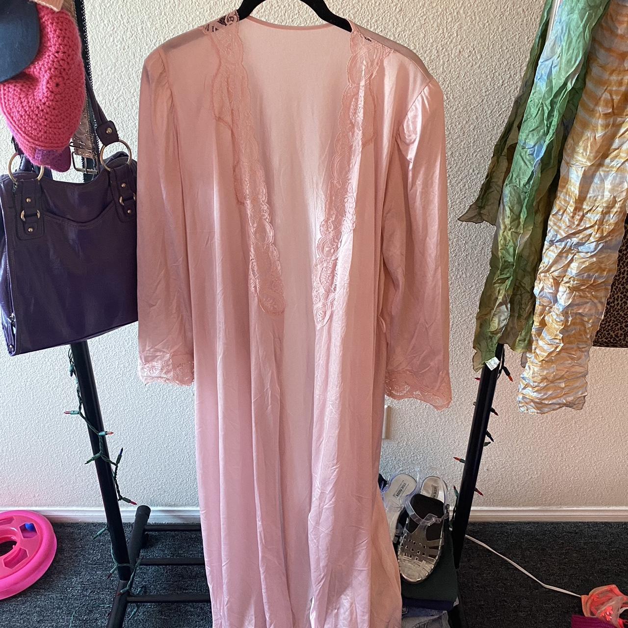 antique baby pink silk robe small shoulder pads,... - Depop