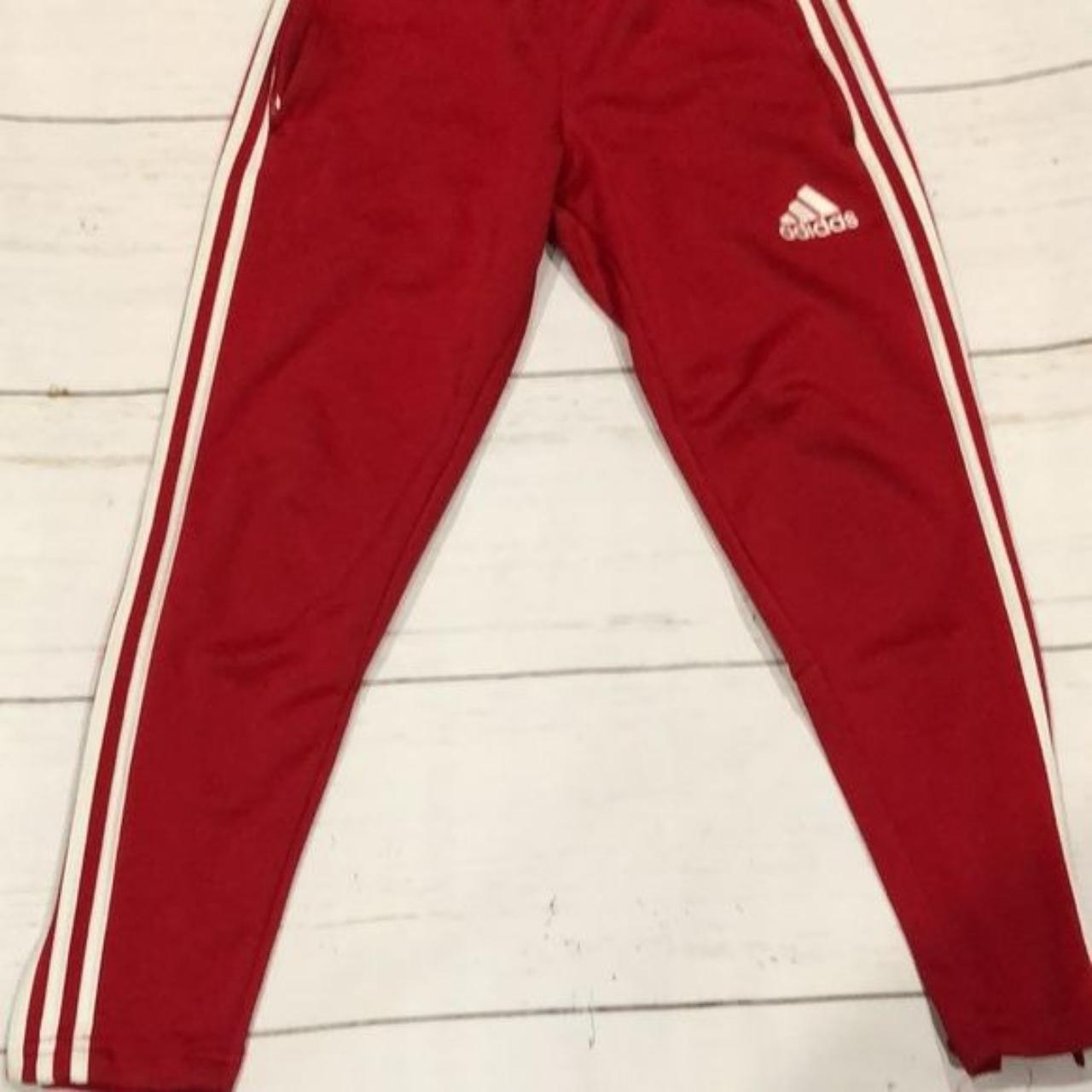 Adidas red track pants In great condition size xs - Depop