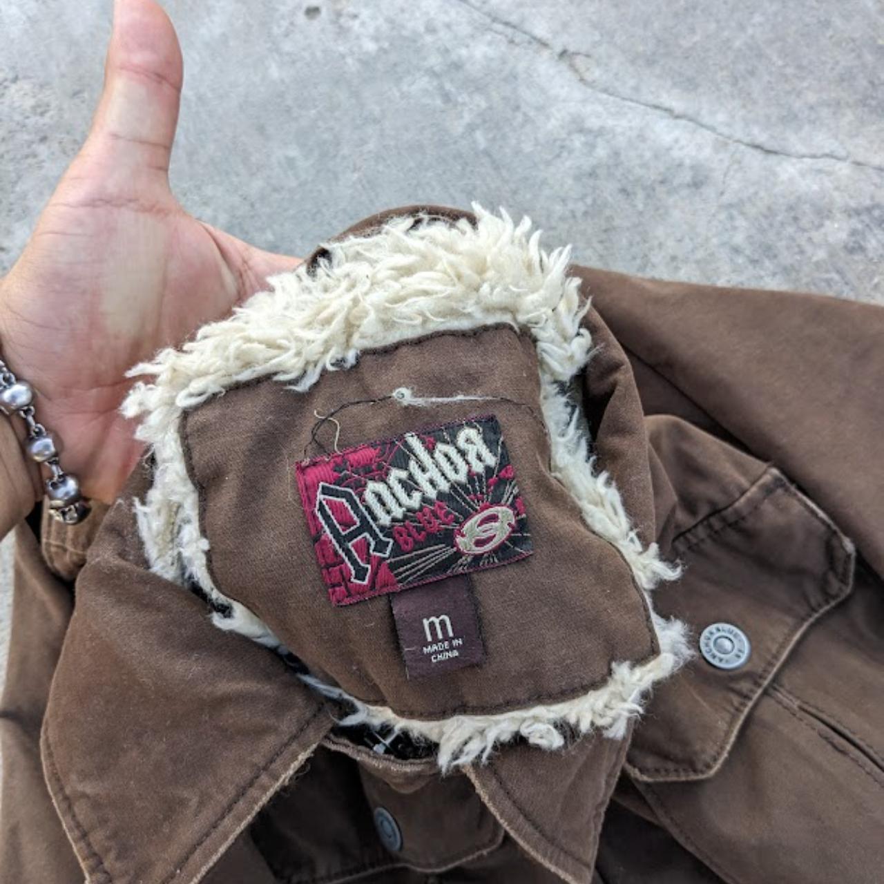 Y2k Anchor Blue Brown Cotton Barn Flak Jacket Good... - Depop