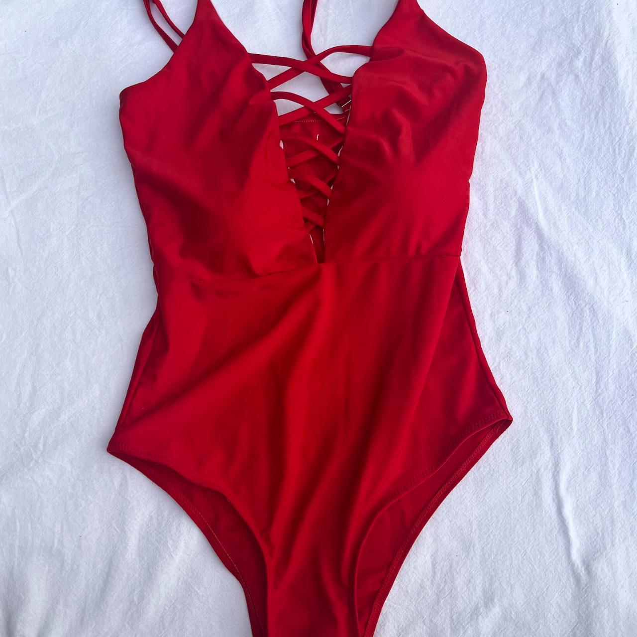 Brand new red one piece swimsuit. Can be worn as... - Depop
