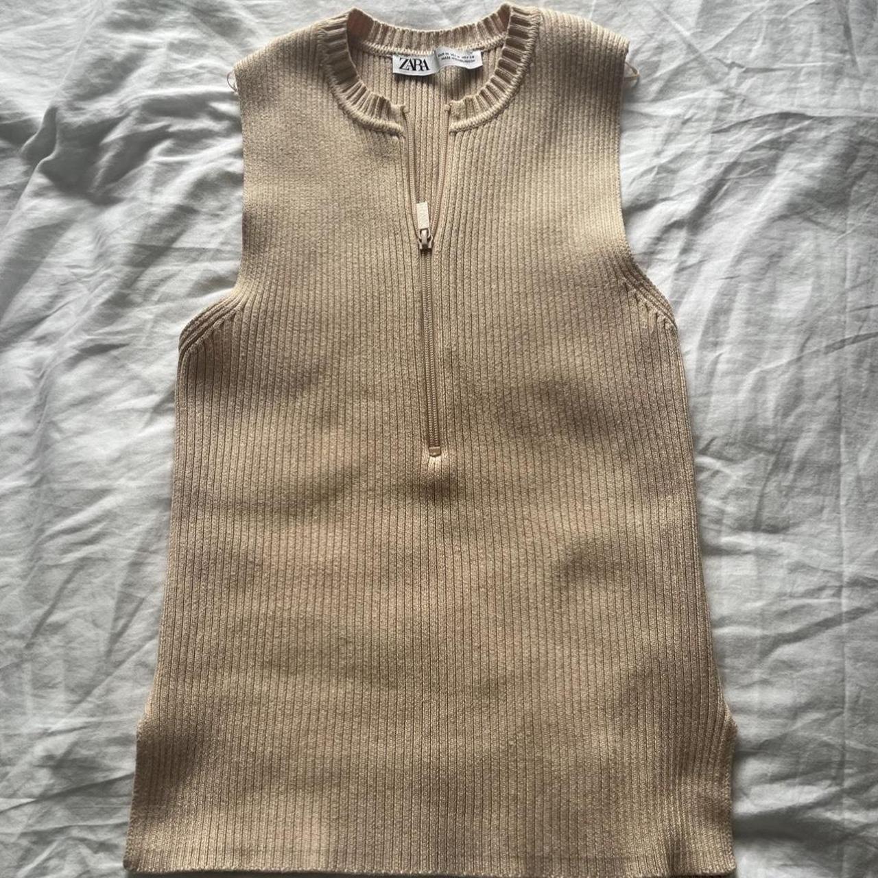 Zara knit cream zip up top Worn a couple of times... - Depop