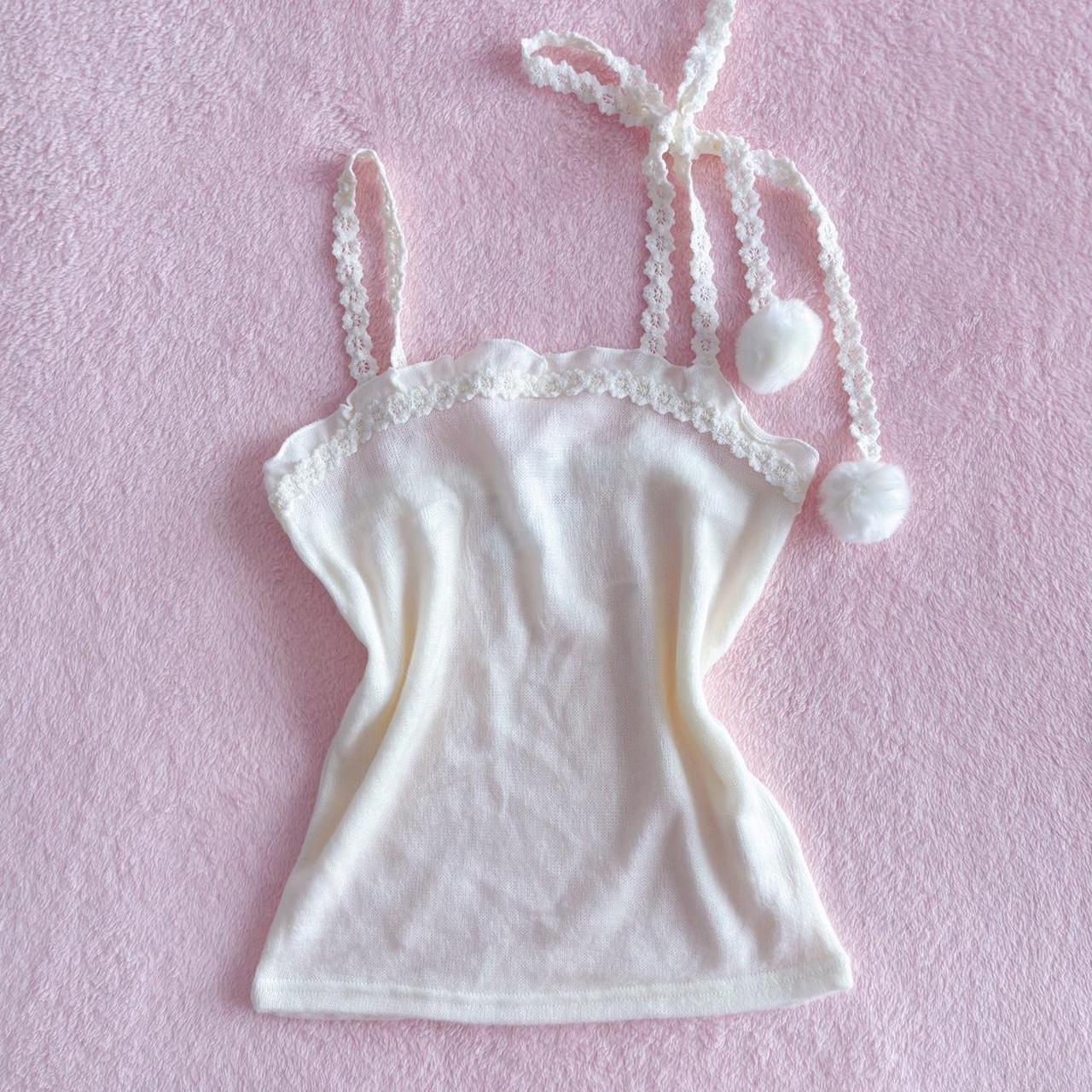 ૮꒰ྀི∩´ ᵕ `∩꒱ྀིა Liz Lisa Fluffy Knit Cami Brand... | Depop