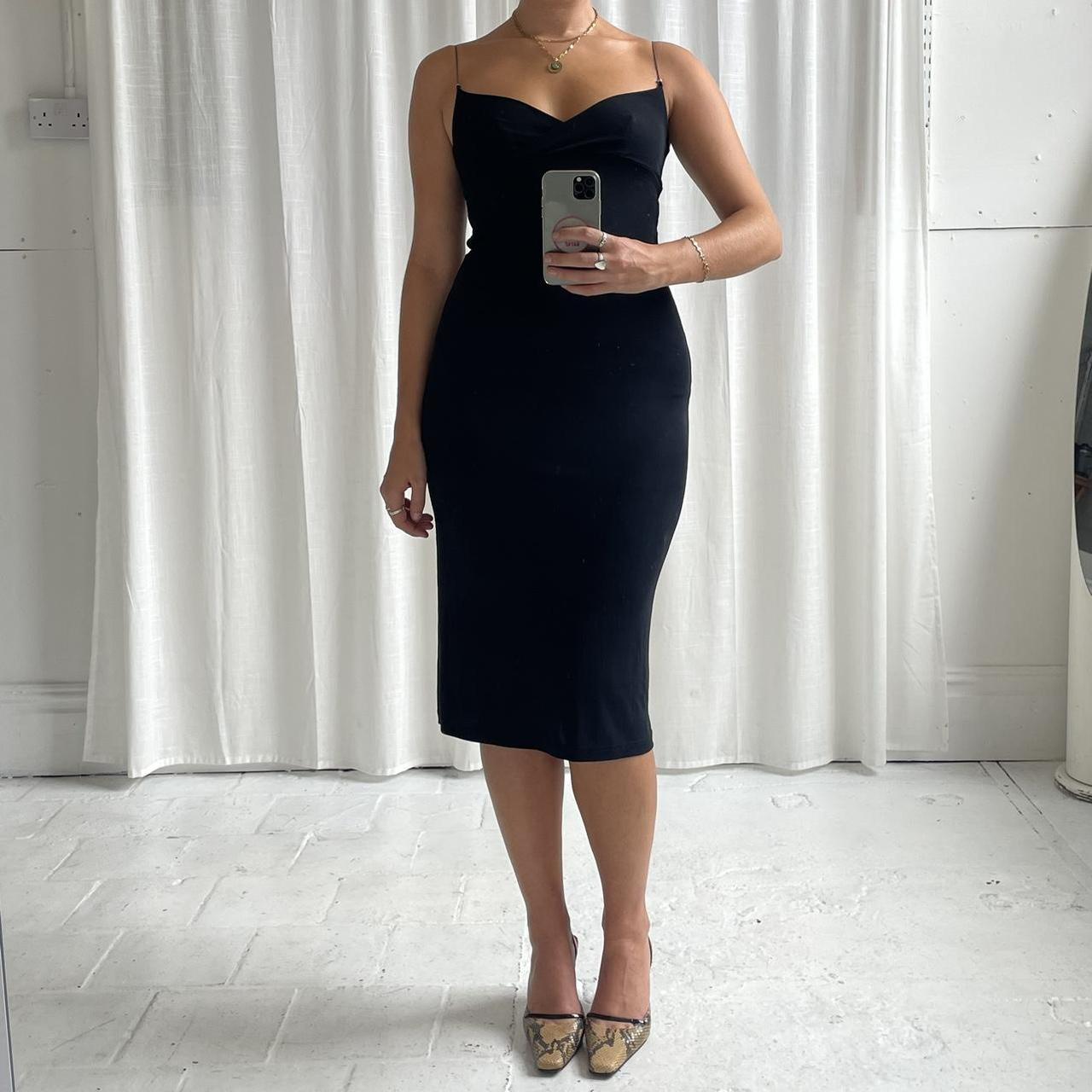 Vintage 90s KOOKAÏ black midi dress ☆ black thick... - Depop