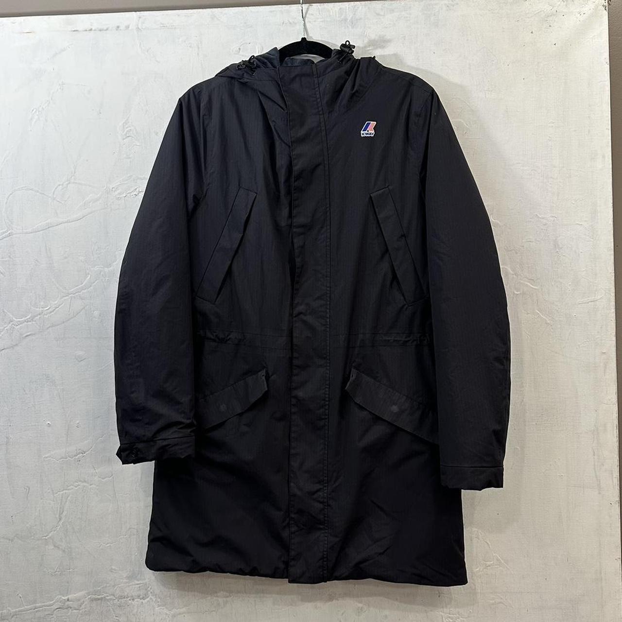 Men’s Navy K-WAY Parka, size small In great condition - Depop