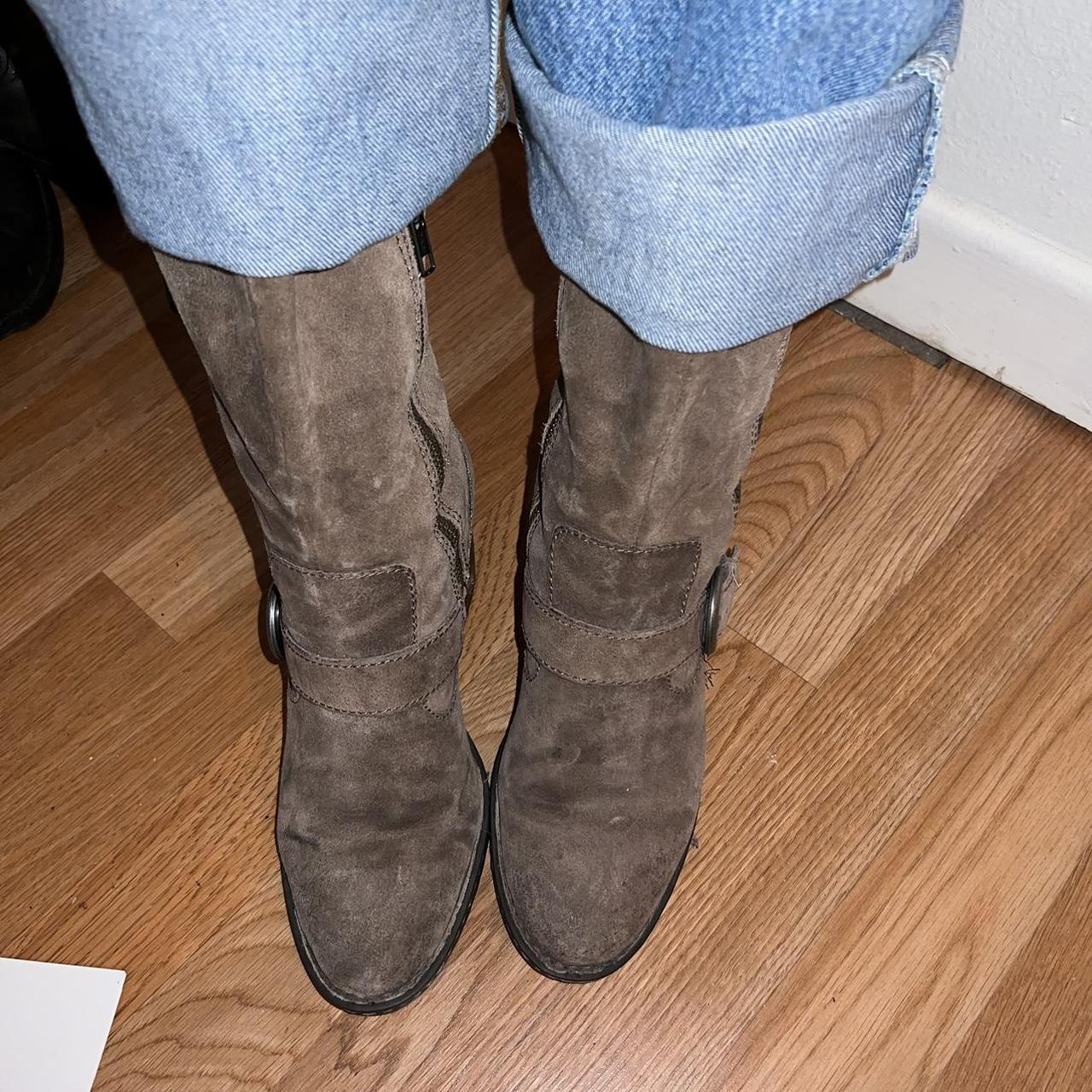 Very worn and loved born midi boots! Suede leather.... - Depop