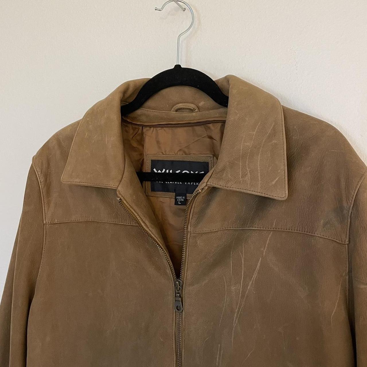 vintage wilson’s brown 100% leather jacket this... - Depop
