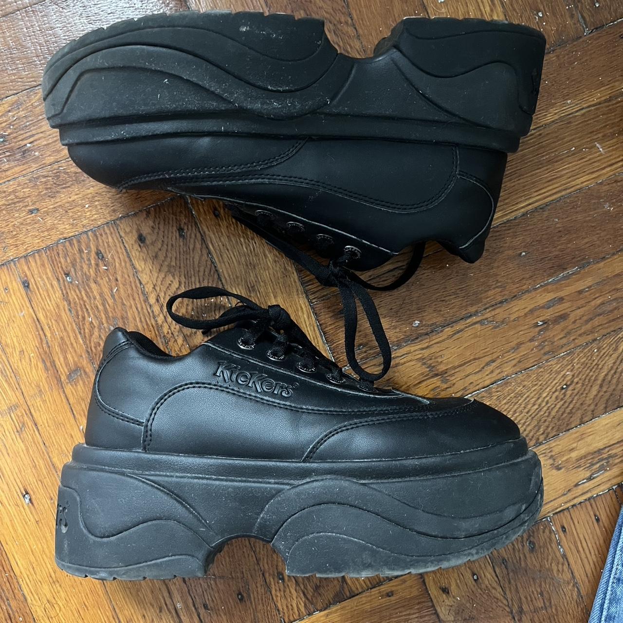 Chunky black platform sneakers (Kickers) European... - Depop