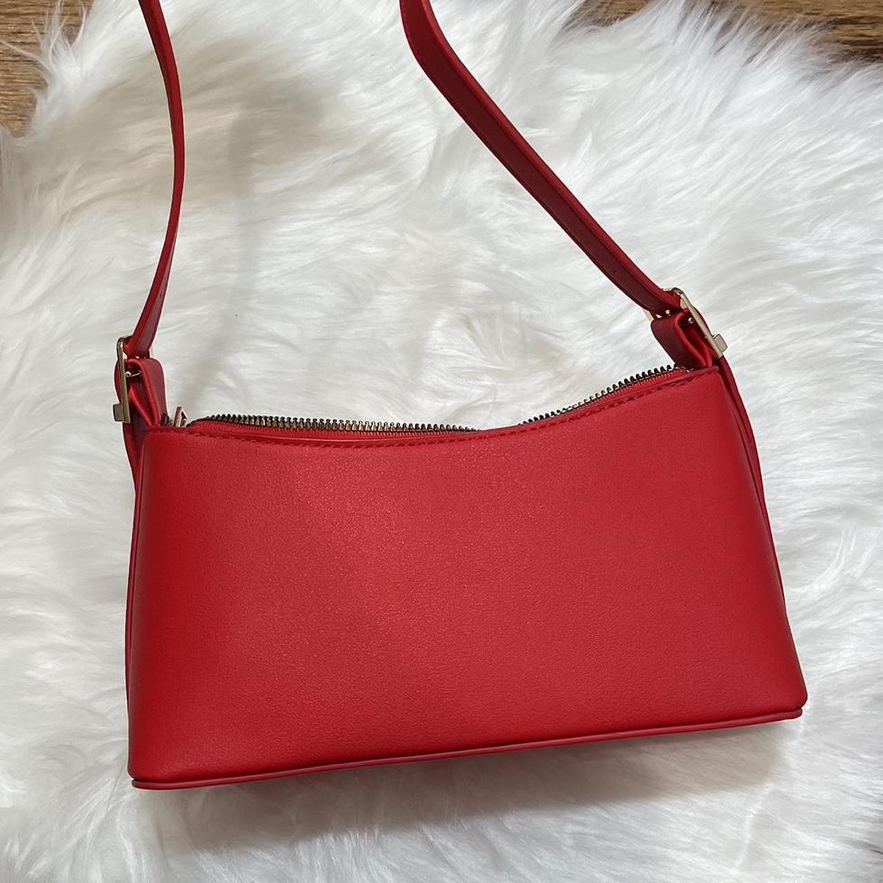 Ardene Cherry Red shoulder bag with silver hardware... | Depop