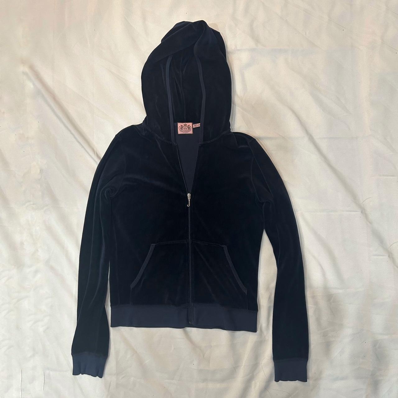 navy blue juicy couture velour zip-up hoodie💙 so... - Depop