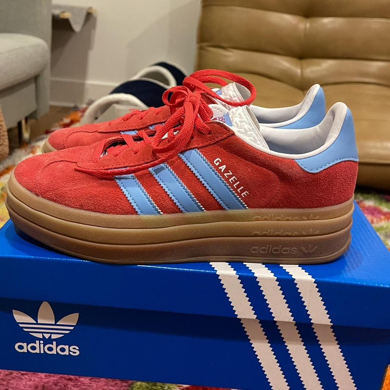 Red blue adidas bold gazelle size 8.5 in women’s... - Depop