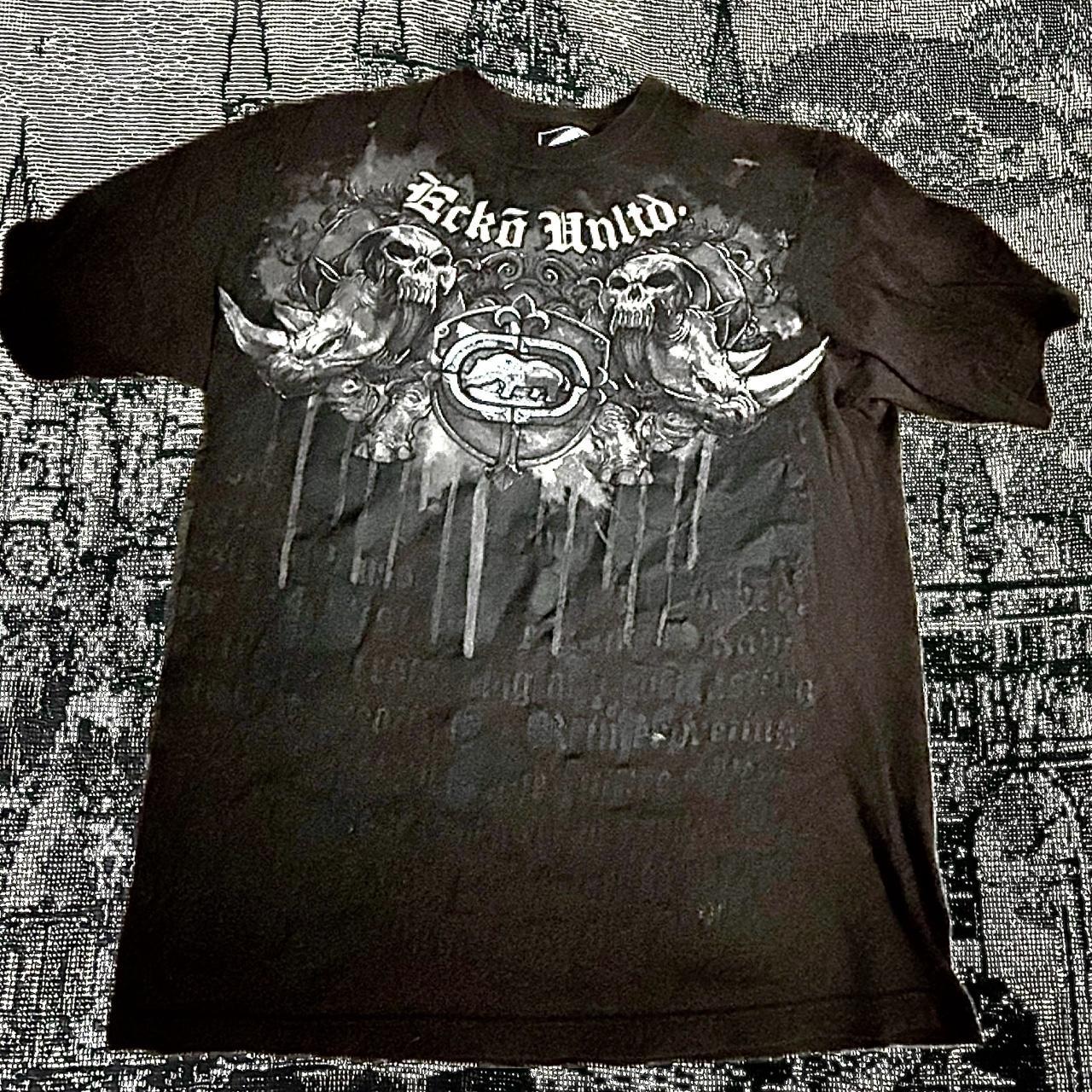 2000s vintage brown ecko untld t shirt Crazyy graphics - Depop