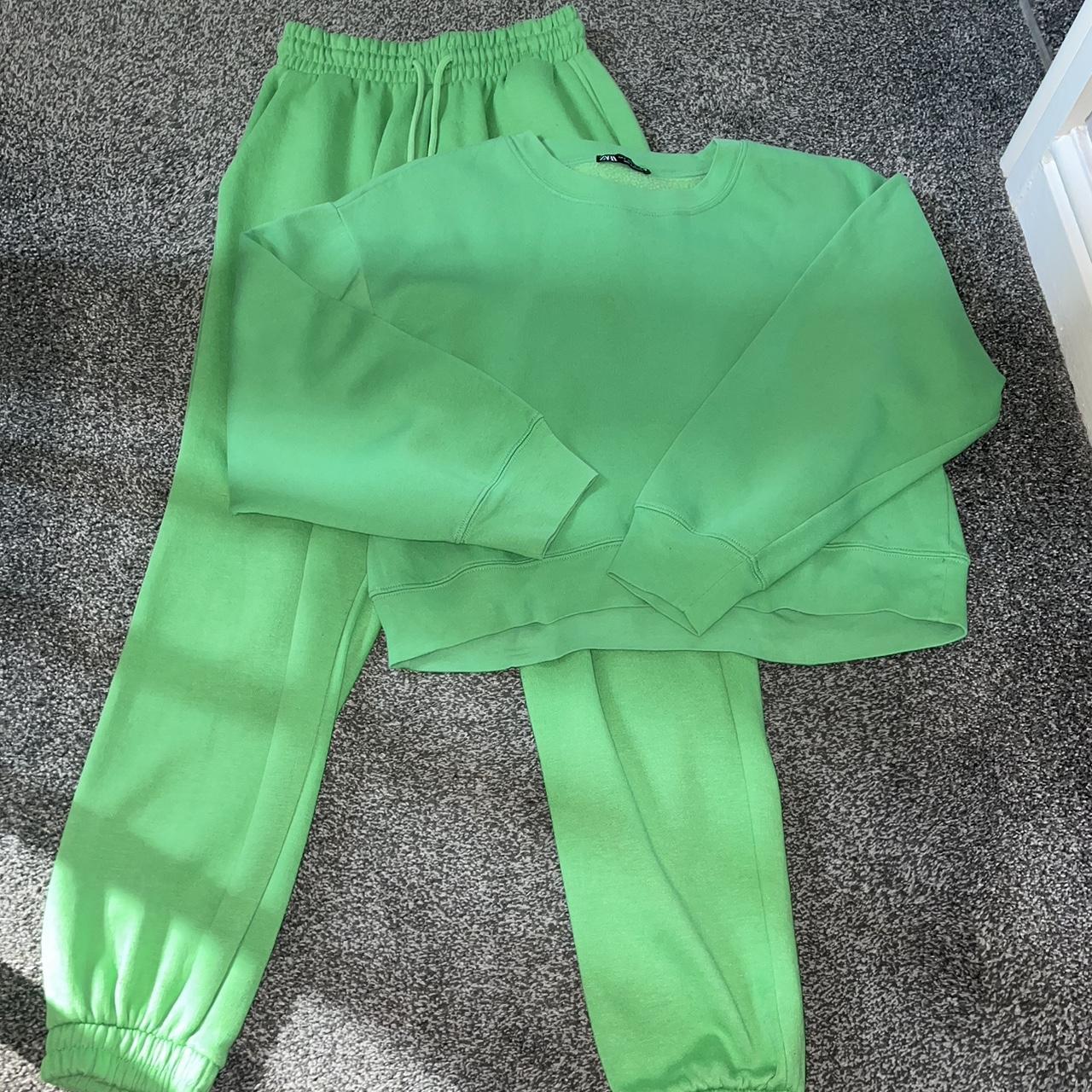 zara green tracksuit worn a few times - there is... - Depop