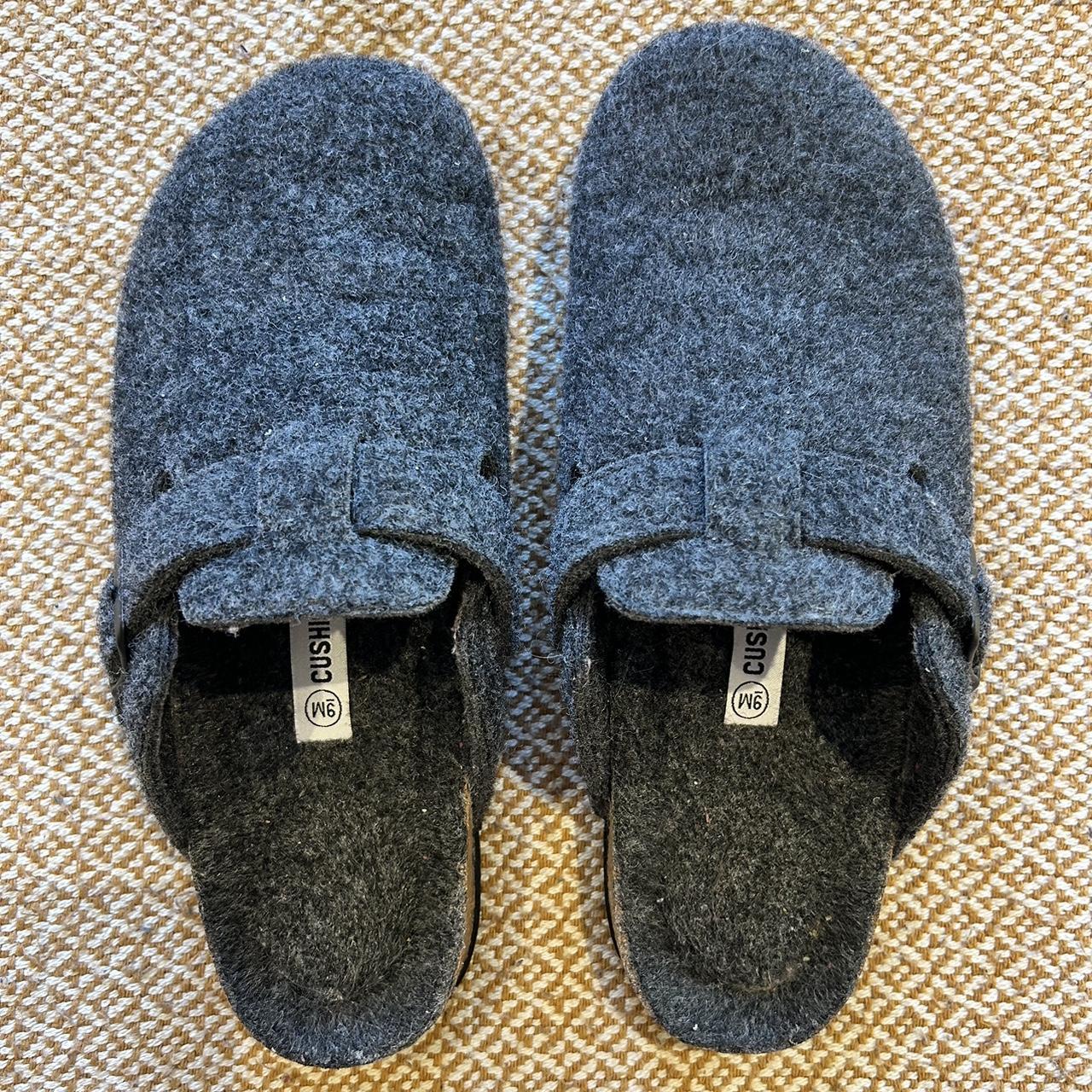 Size 6 grey felt clogs, with a cushioned heel. Only... - Depop