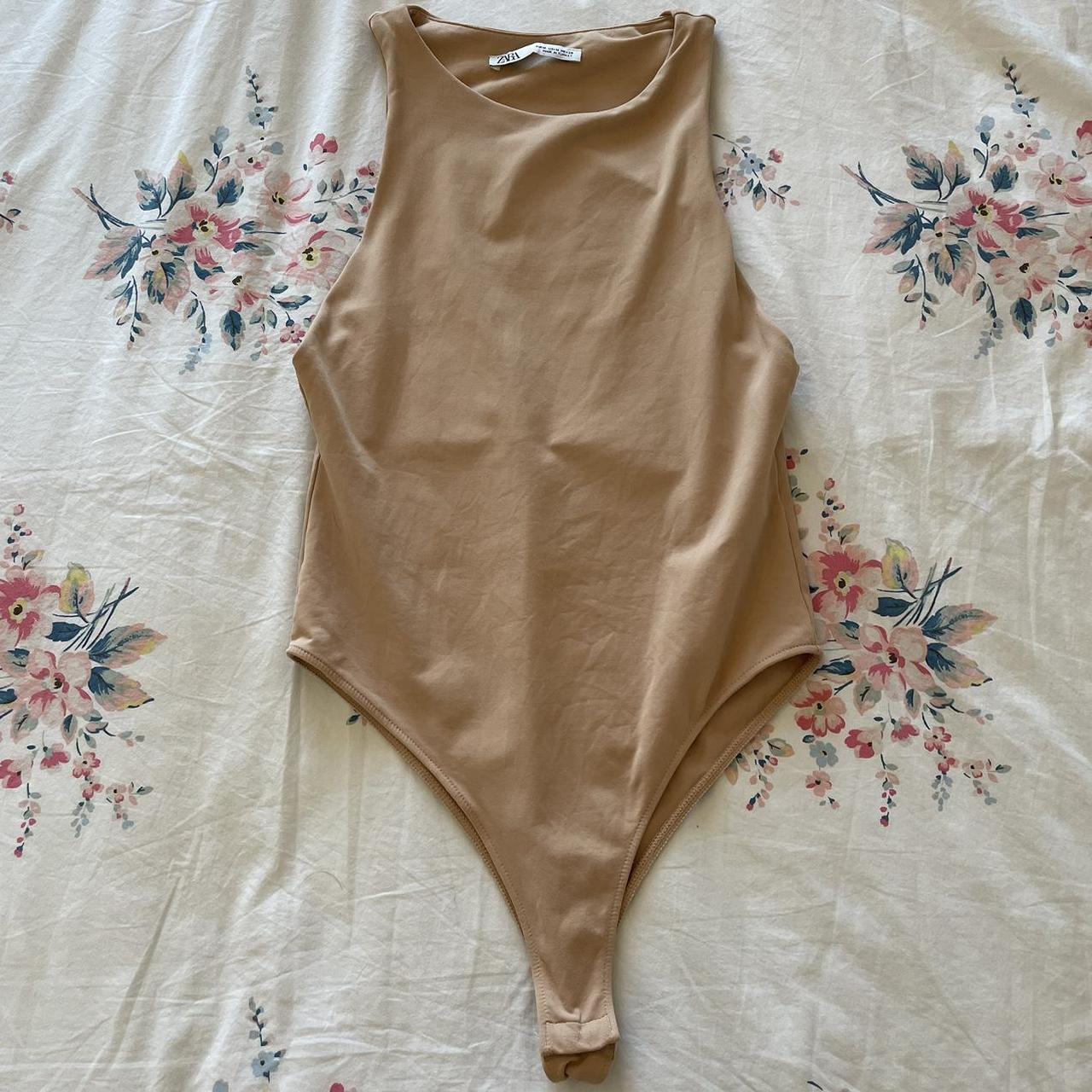 Zara Women's Tan Bodysuit | Depop