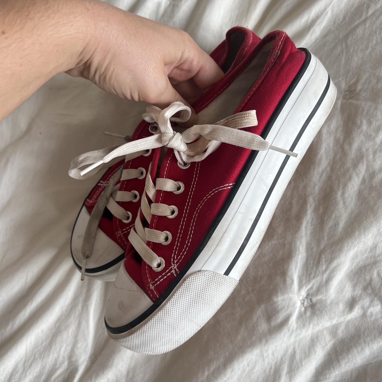 Red platform slip on mini converse - Depop