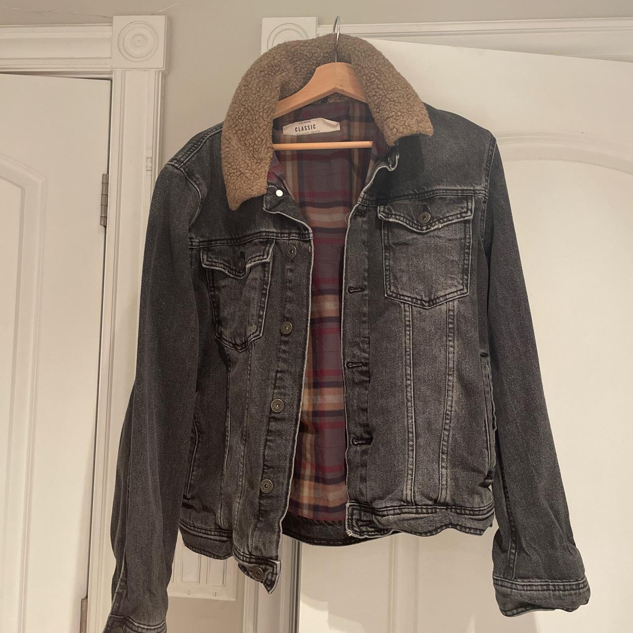 Topshop Men's Grey and Brown Jacket | Depop