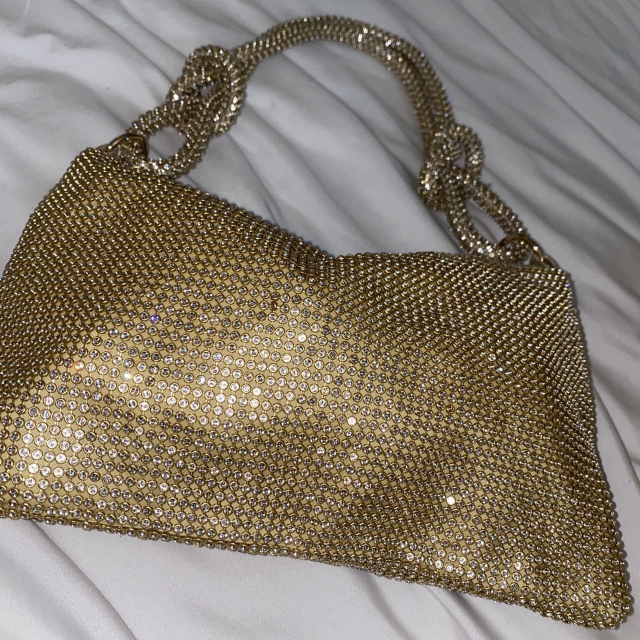 Rhinestone Mesh Purse in Gold Available in Silver,... - Depop