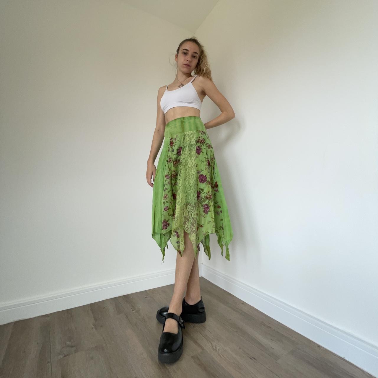 90s y2k vintage Gringo green fairy skirt with pixie... - Depop