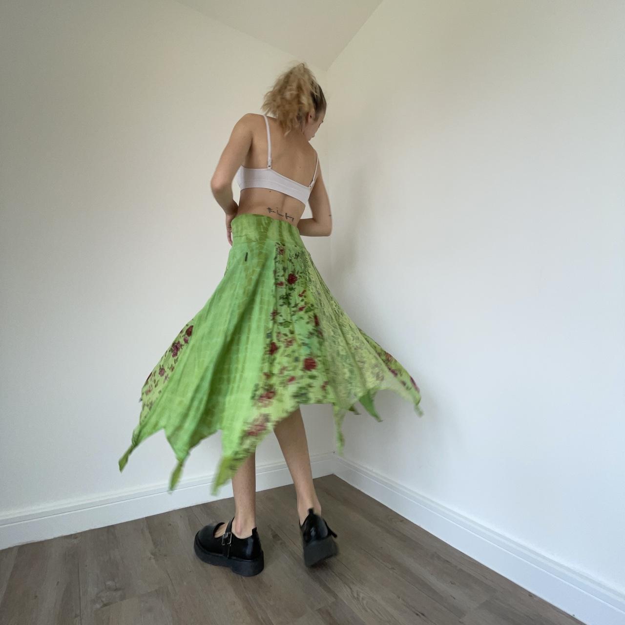 90s y2k vintage Gringo green fairy skirt with pixie... - Depop