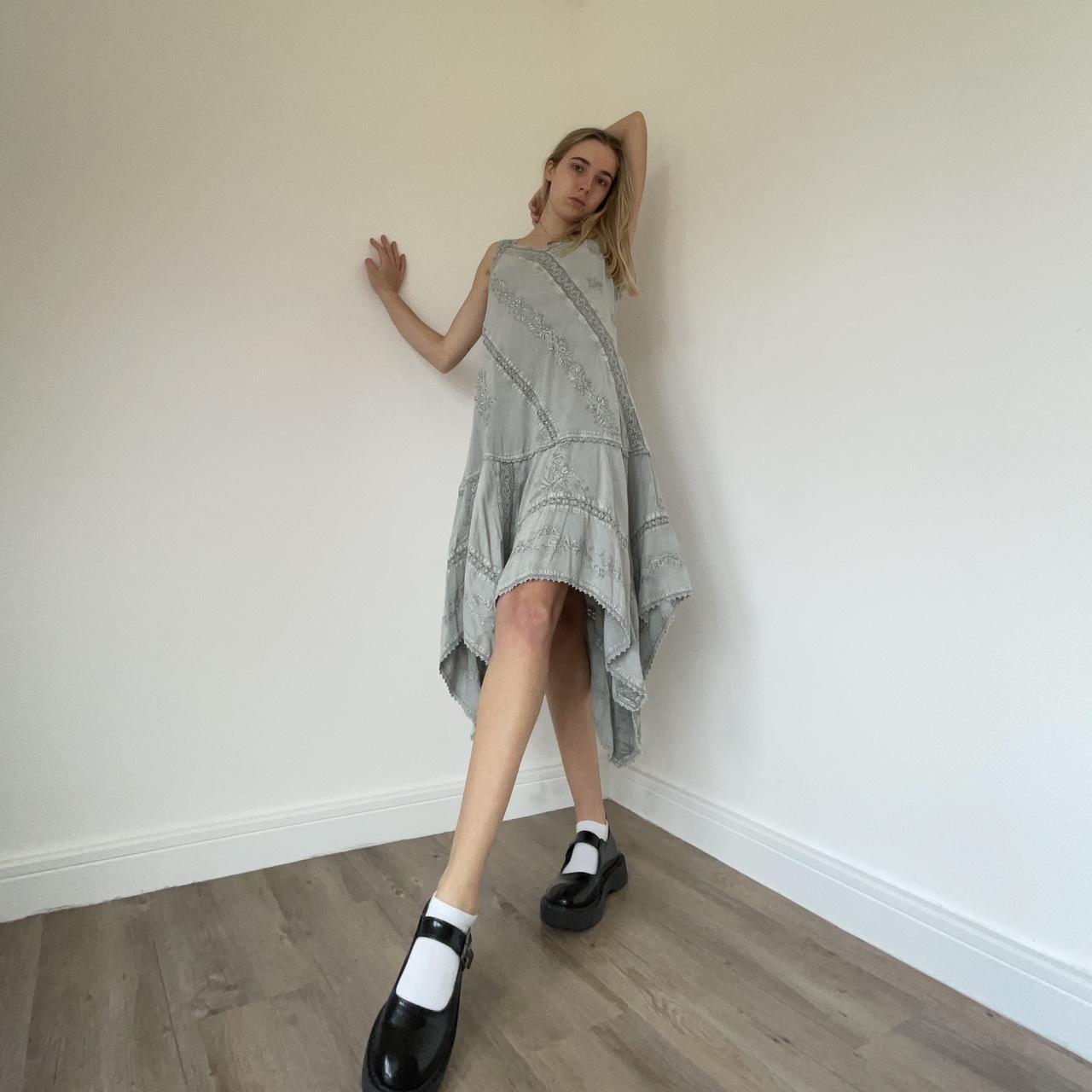 long regency Coline midi dress • grey • drop waist... - Depop