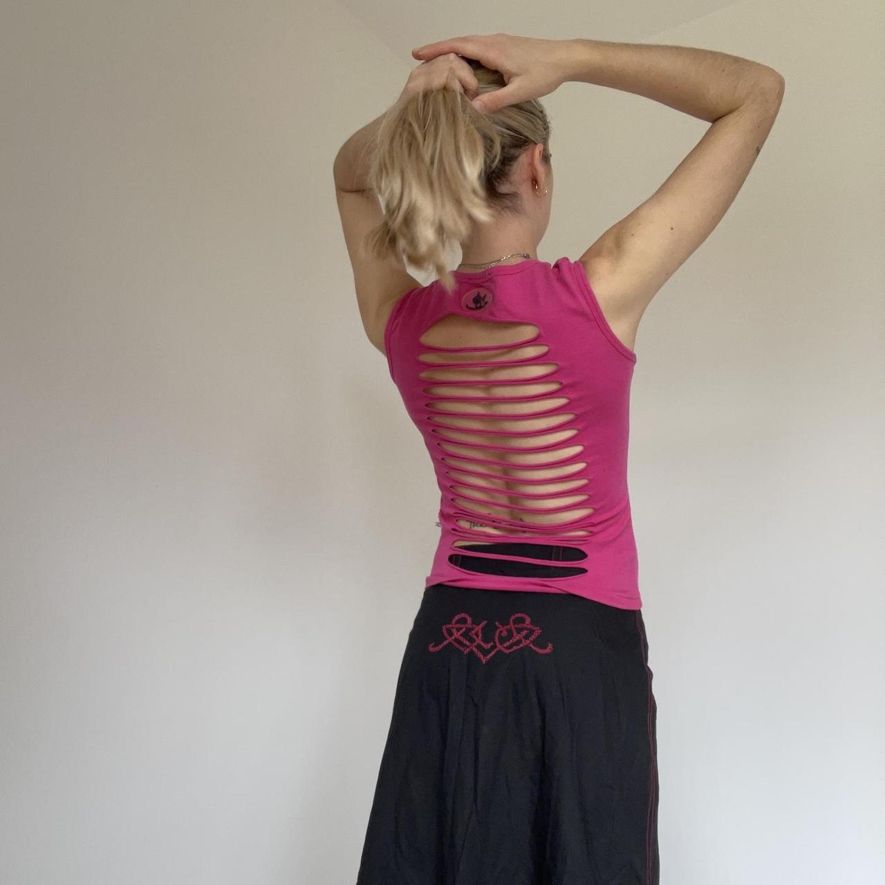 90s y2k vintage Punkyfish slash vest • bright pink... - Depop