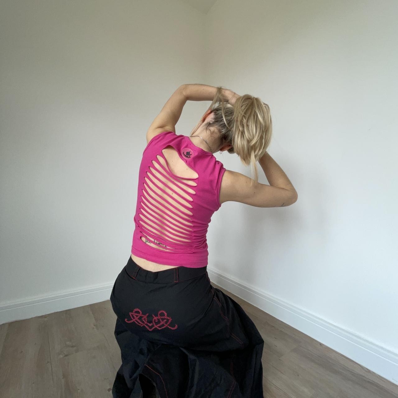 90s y2k vintage Punkyfish slash vest • bright pink... - Depop