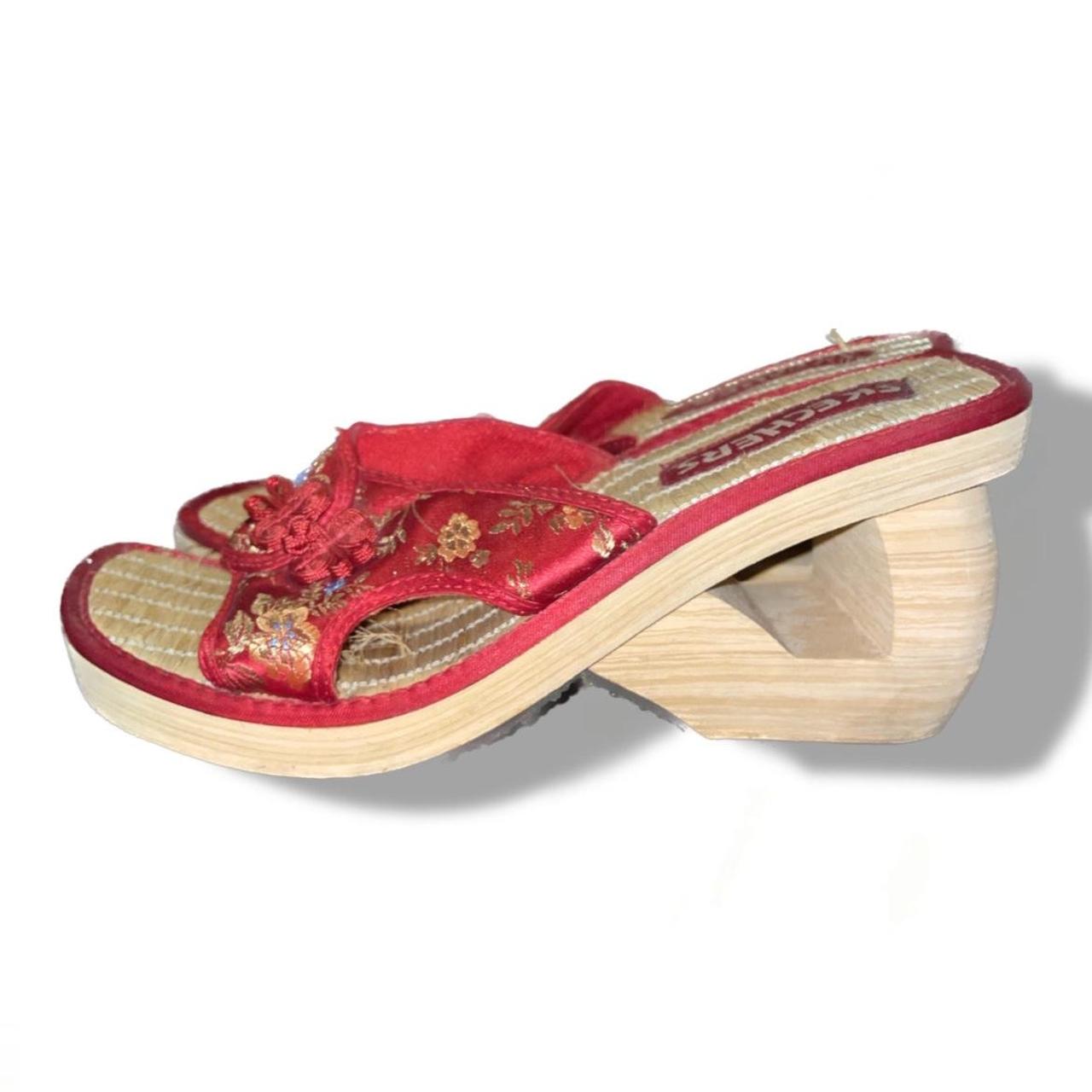 Vintage 90’s Skechers red silk platform cut out... - Depop