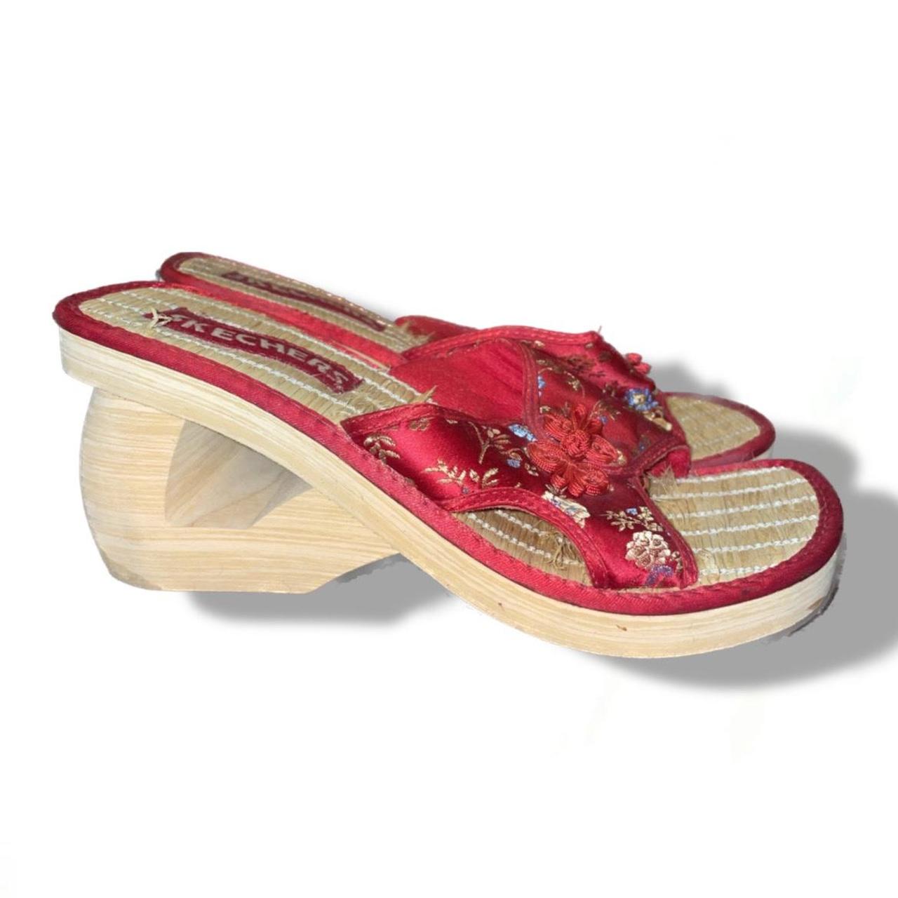 Vintage 90’s Skechers red silk platform cut out... - Depop