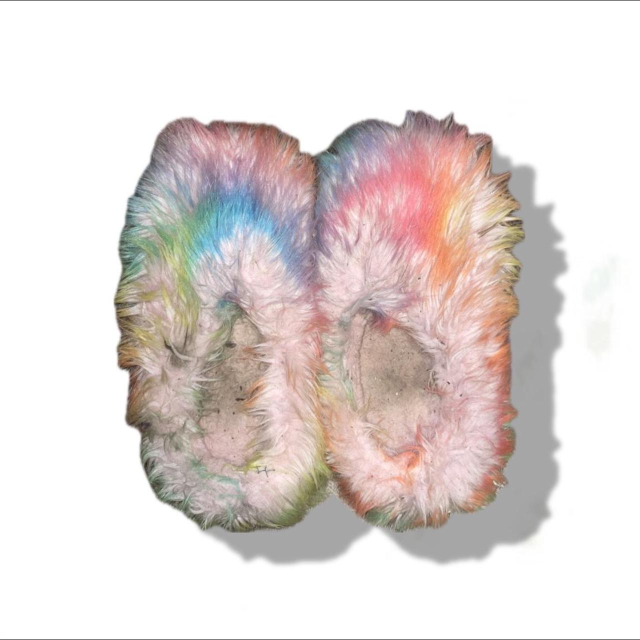 Walmart rainbow slippers. Staining inside of the... - Depop