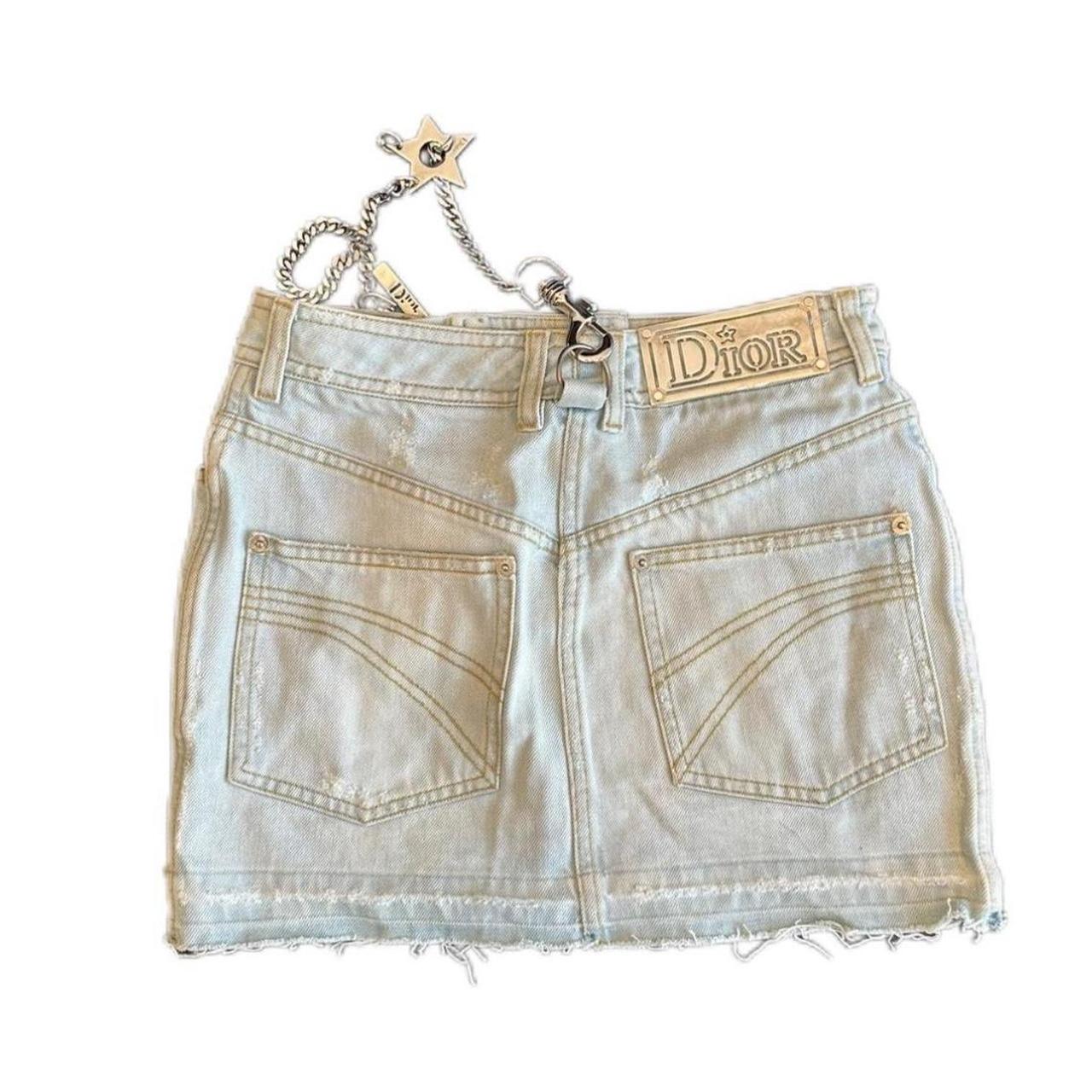 Dior Punk denim skirt with pierced star chains Super... - Depop