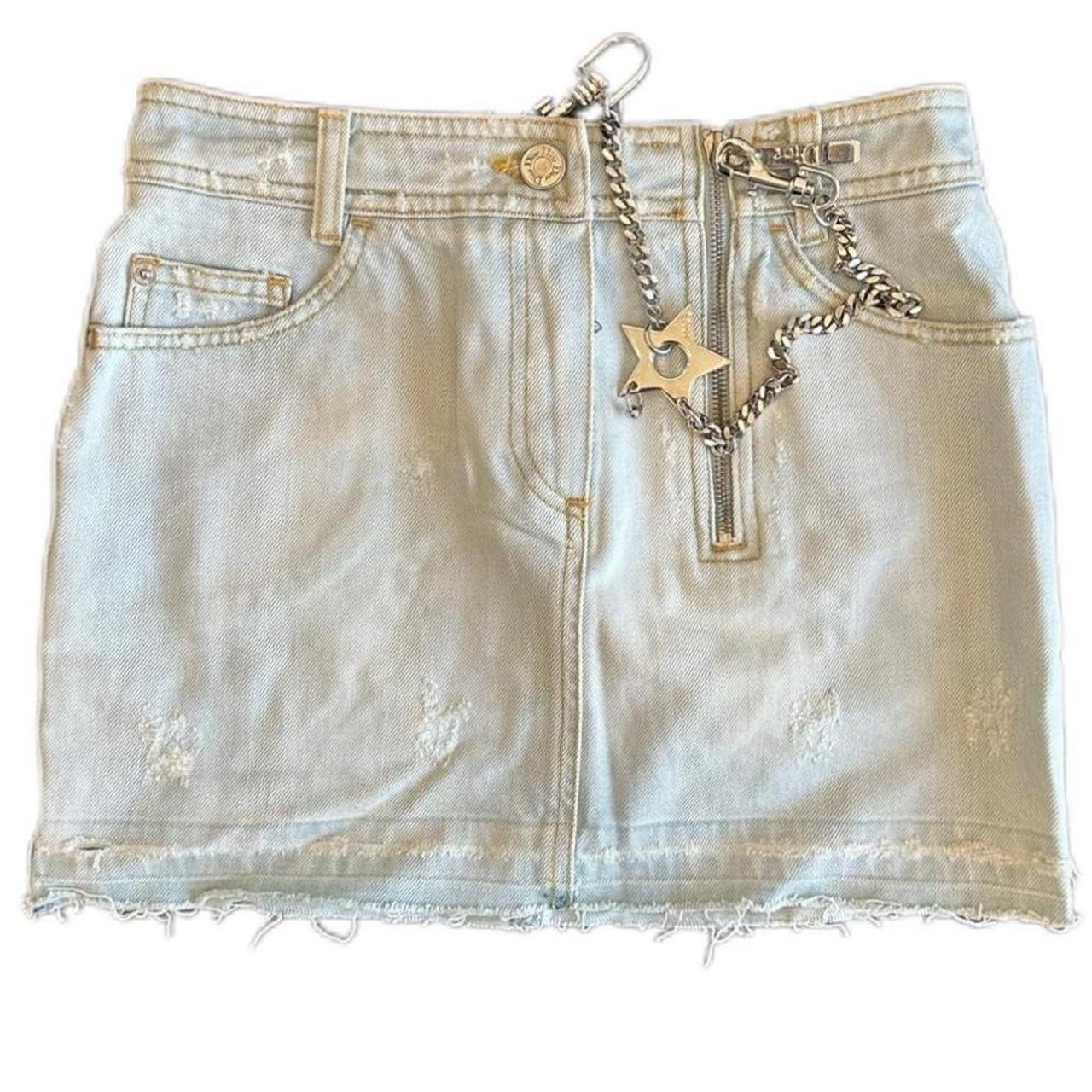 Dior Punk denim skirt with pierced star chains Super... - Depop