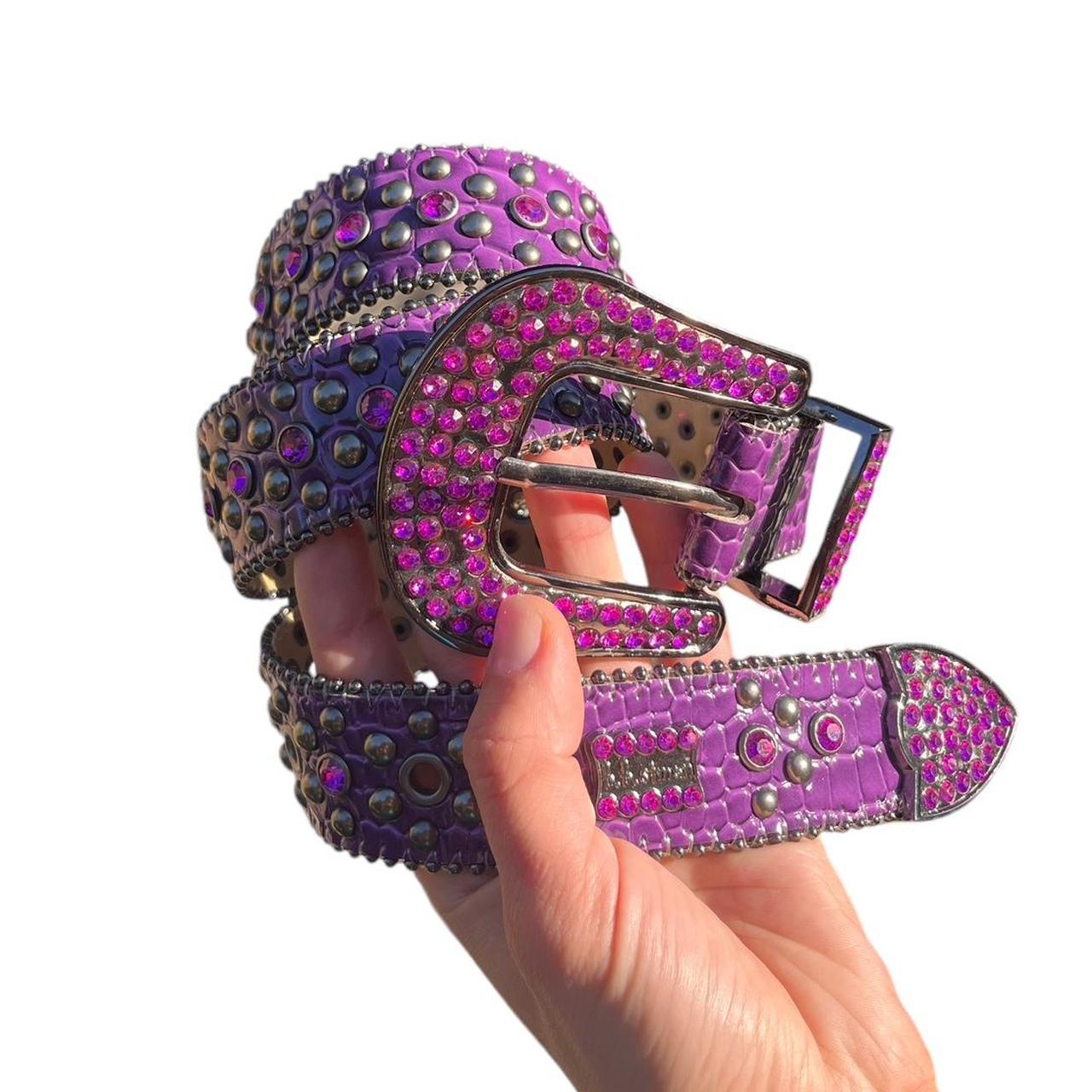 Authentic BB Simon belt in purple with crystals and... - Depop